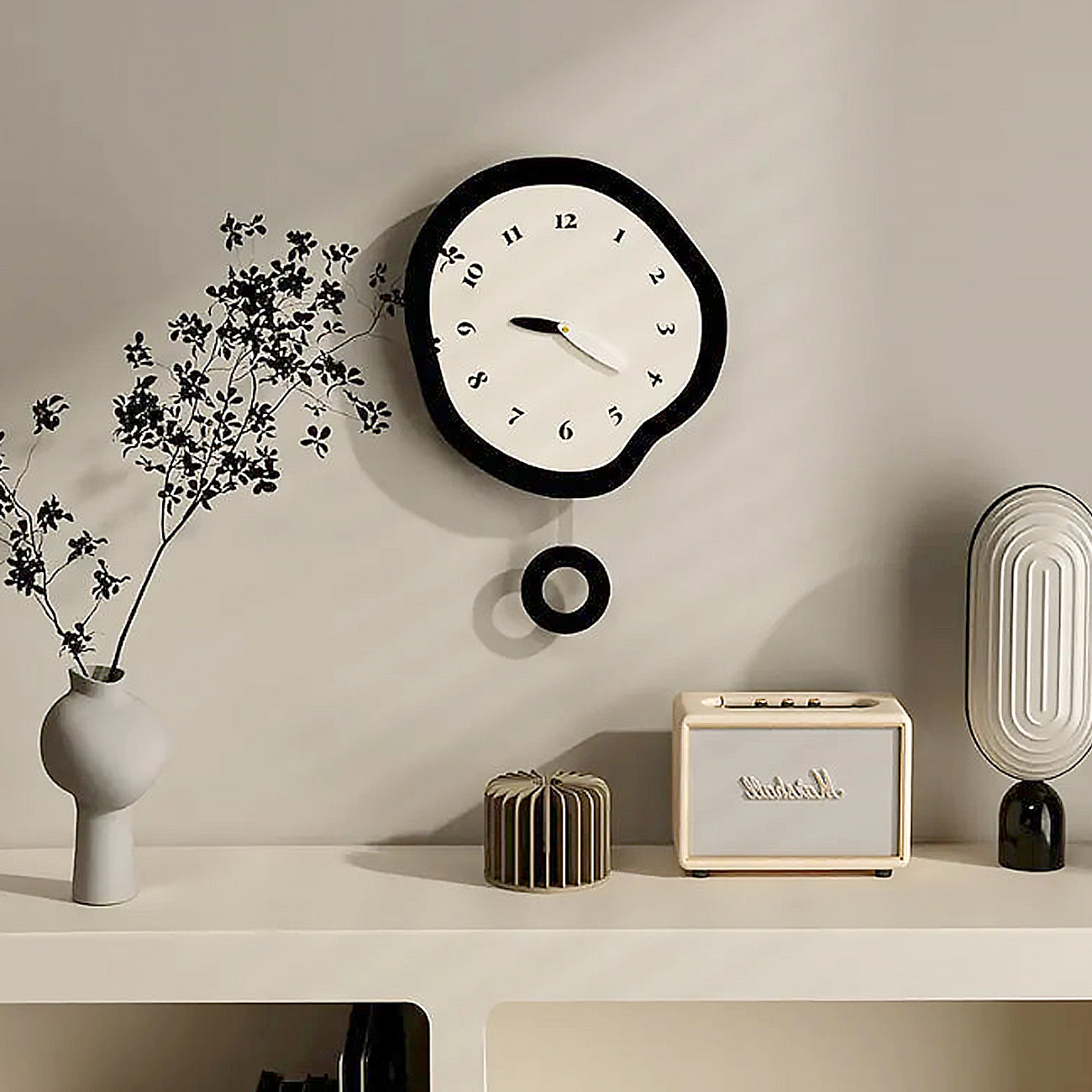 RoyaleGlow Abstract Distorted Silent Wall Clock - Modern Minimalist Pe ...