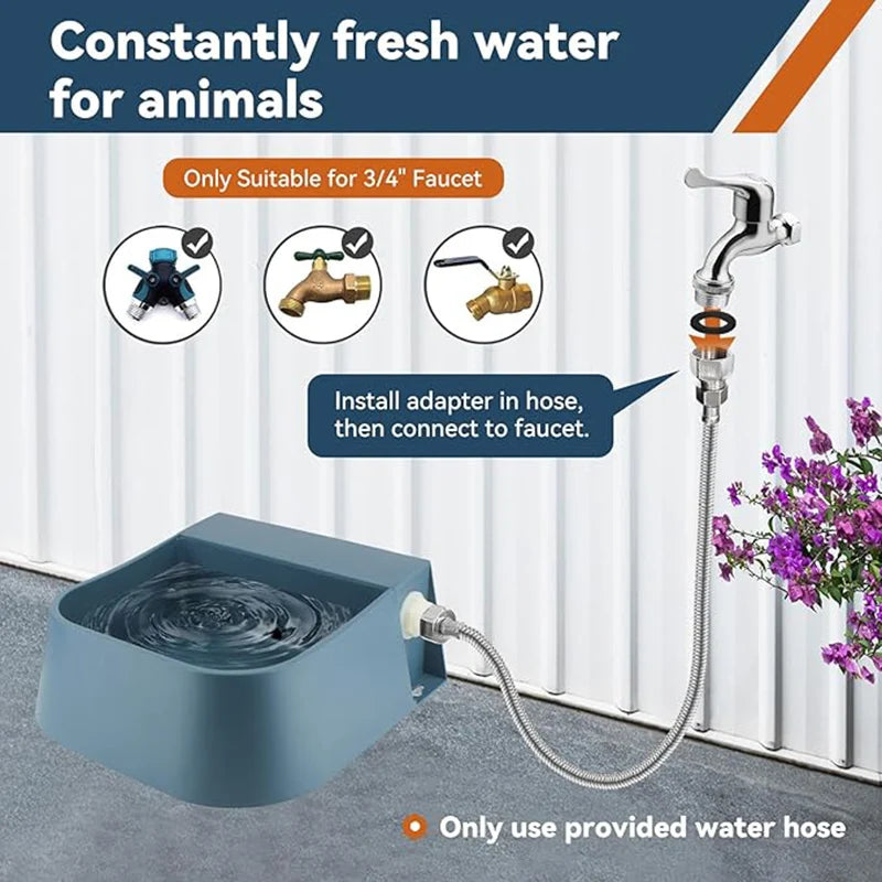 Royellux Automatic Pet Water Bowl – 2L Outdoor Dispenser with Hose for ...